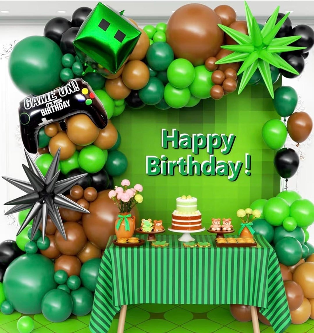 158pcs Pixel Balloon Garland Arch Kit - Video Game Party Decorations ...
