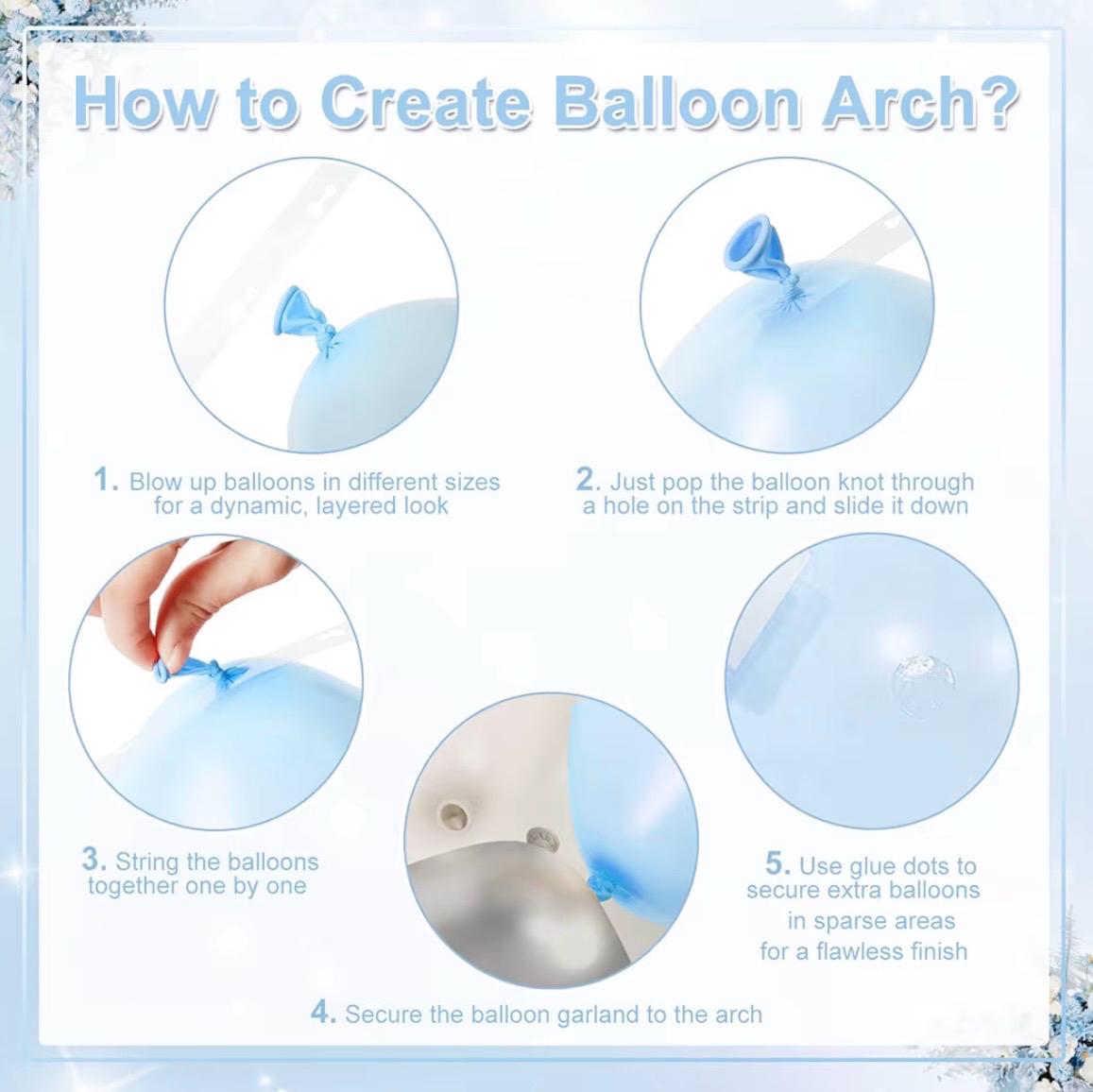 Pearl Blue and White Balloon Garland Arch Kit, 128pcs Light Blue Silver ...