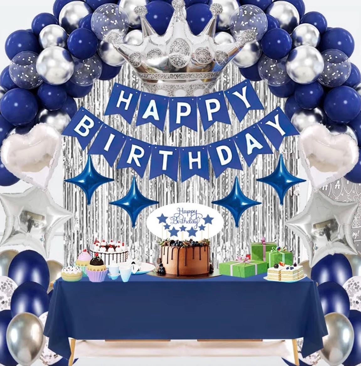 Navy Blue Happy Birthday Party Decorations Set for Men Women ,banner ...