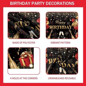 Red Birthday Party Decorations for Women,balloon Aich Kit,black Gold ...