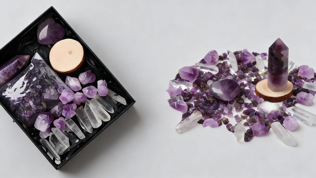 Amethyst Crystal Healing Kit, Chakra Energy Stone Set, Rose Quartz ...
