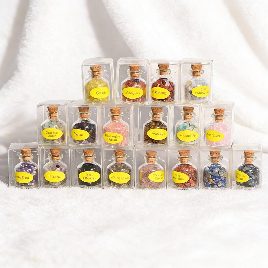 Mini Crystal Bottles Gift Set – Semi‑precious Stones Collection - Etsy