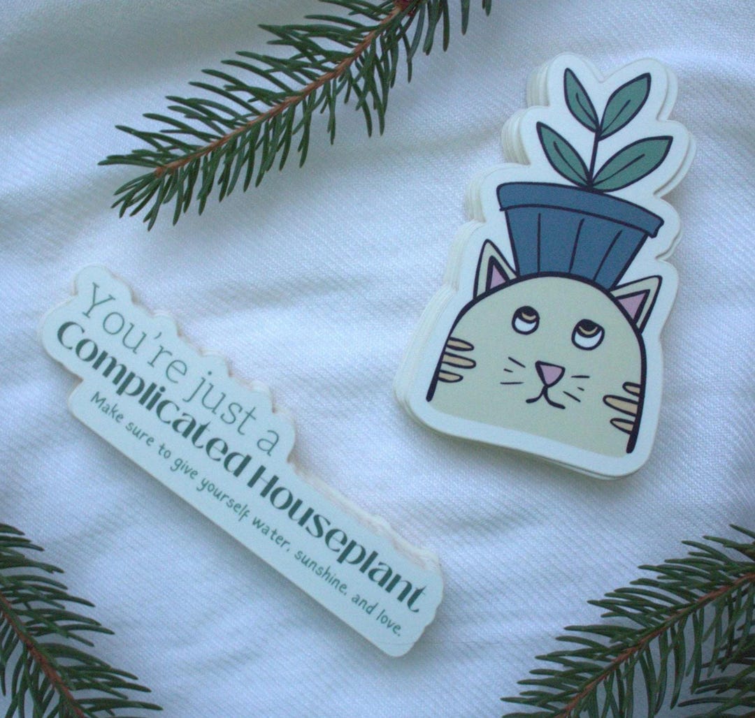 Complicated Houseplant & Cat Vinyl Sticker / Plant Lover Sticker - Etsy