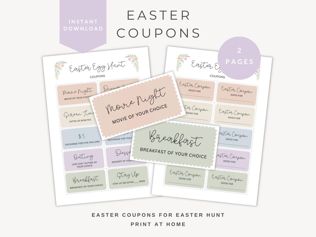 Easter Egg Hunt Coupons Printable | Kids Reward Coupons | Easter ...