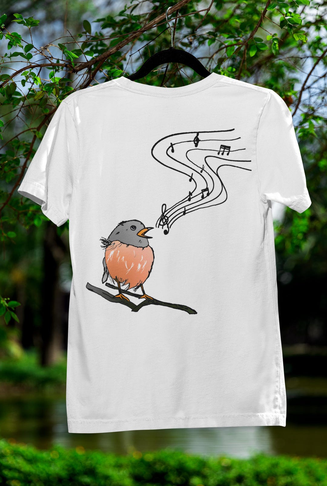 Singing Bird T-shirt, Classical Music Notes - Bird Watcher Gift - Etsy