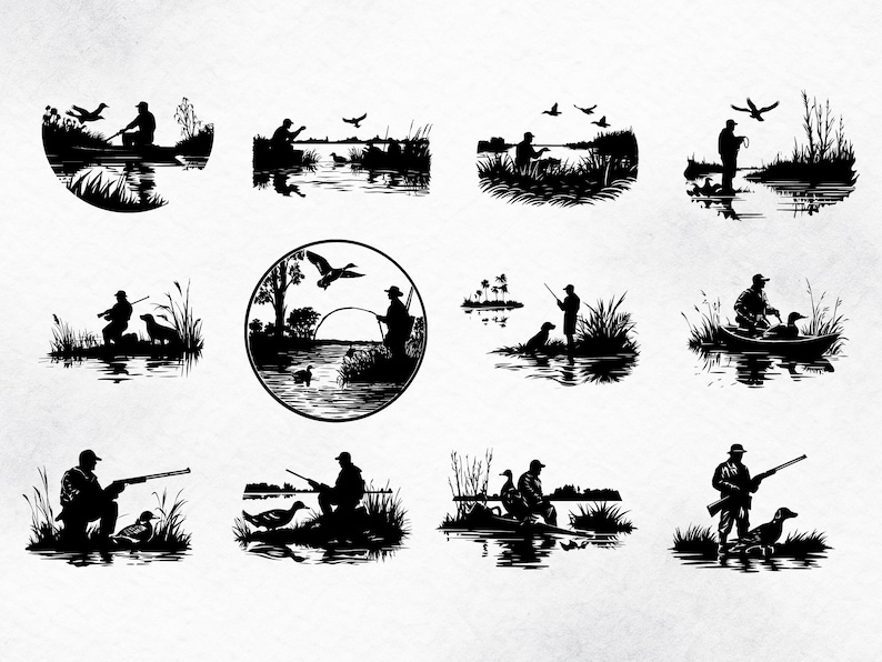Duck Hunting Silhouette SVG Bundle | Waterfowl Hunter SVG PNG for ...