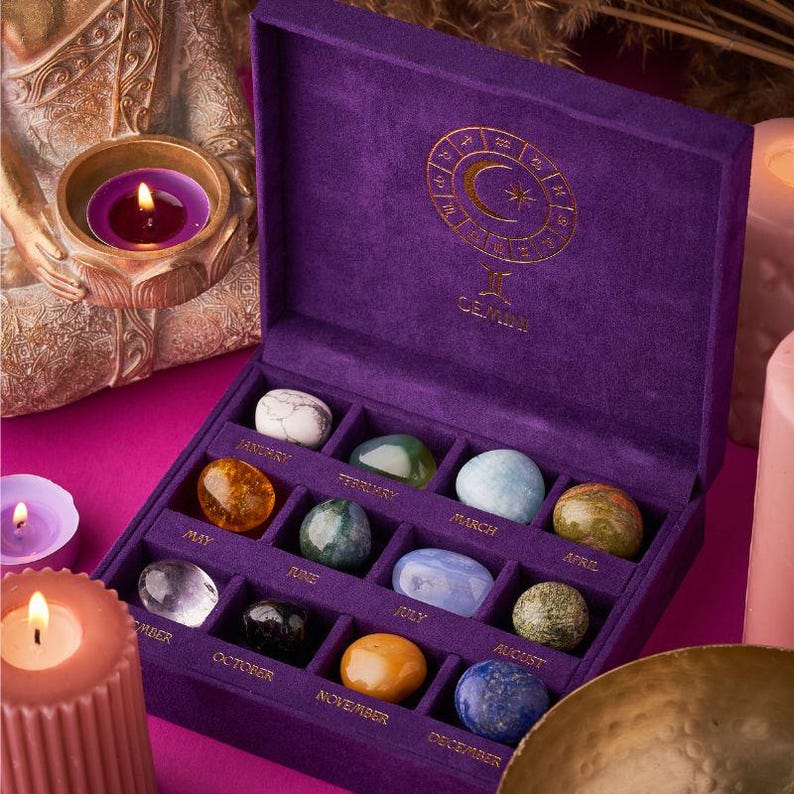 Gemini Zodiac Crystal Set | 12 Healing Crystals ,astrology Gift for ...