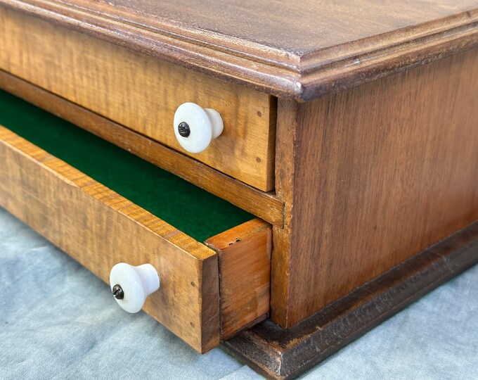Antique Spool Chest 3 Drawer Store Mercantile Dry Goods Drawers Small ...