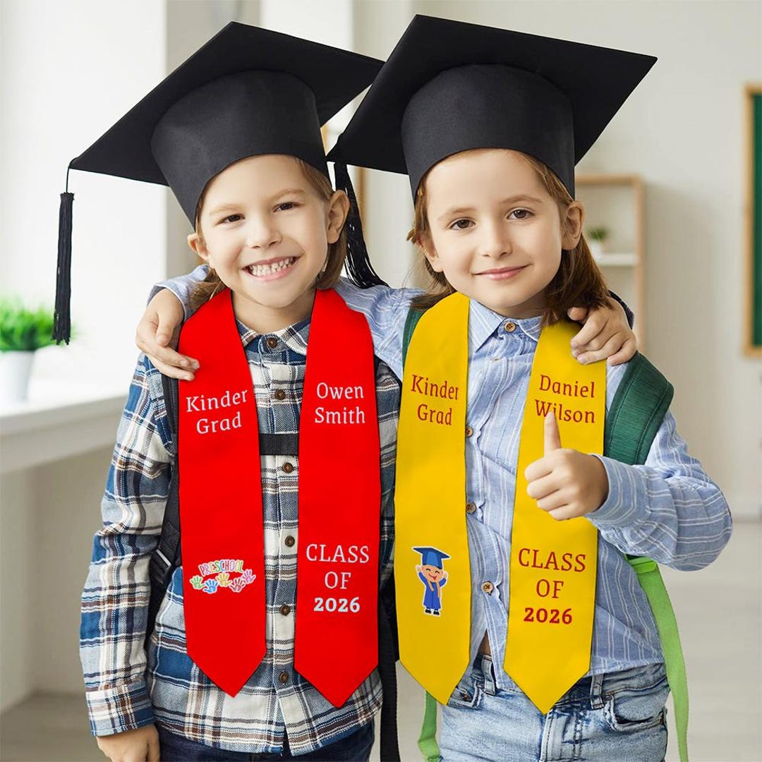 Personalized Grad Cap Cartoon Kid Graduation Sash Custom Name&school ...
