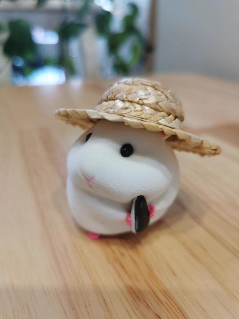 Capybara Car Dashboard Decor, Cute Hamster Figurine With Straw Hat ...