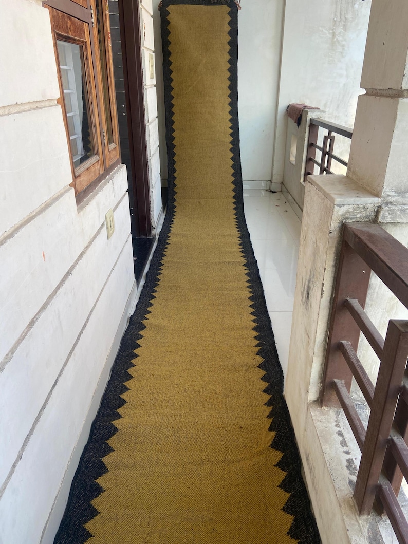 Yellow Stair Runner - Handmade Kilim Runner Rug, Jute Hallway & Kitchen ...