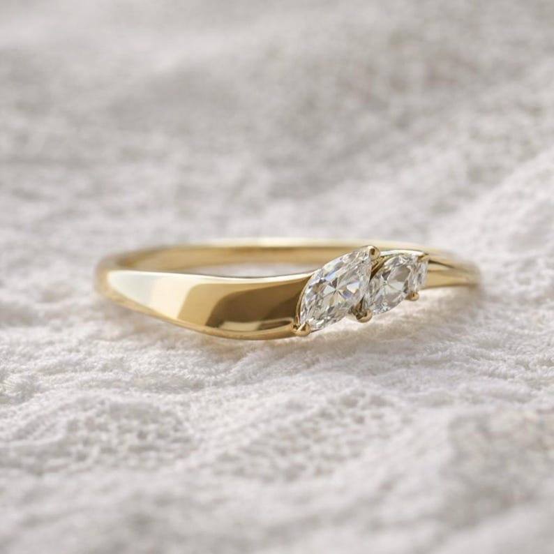 Marquise Cut Moissanite Ring, D Color VVS1 Engagement Ring, Minimalist ...