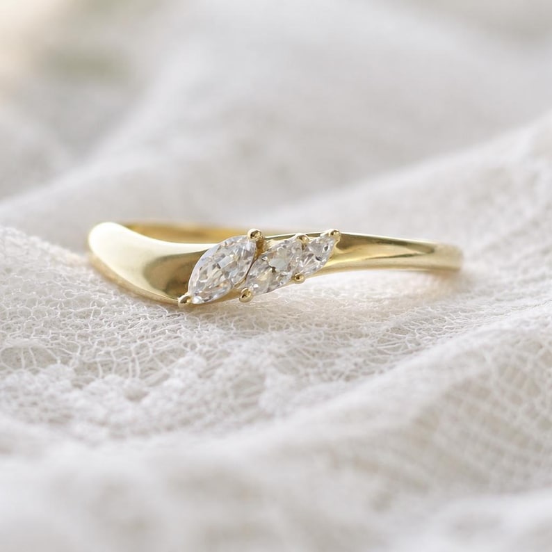 Marquise Cut Moissanite Ring, D Color VVS1 Engagement Ring, Minimalist ...