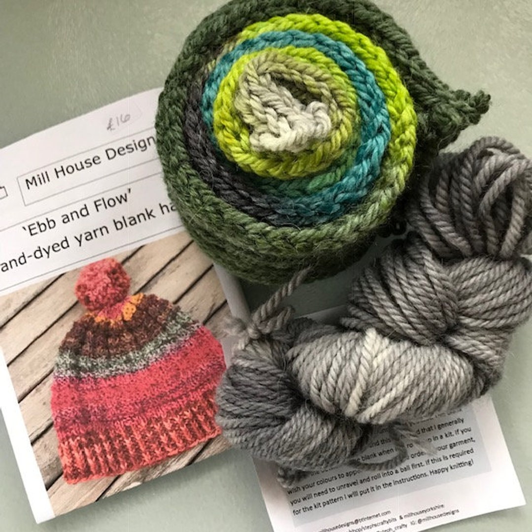 Hand-dyed Knitting Kit Hat Knitting Kit Handdyed Yarn Blank - Etsy
