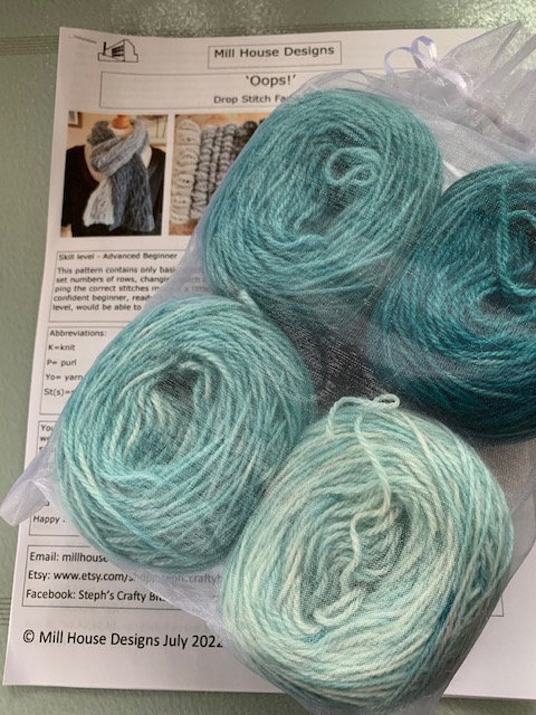 Knitting Kit, Hand-dyed, Fade Scarf, Scarf Knitting Kit, Handdyed Fade ...