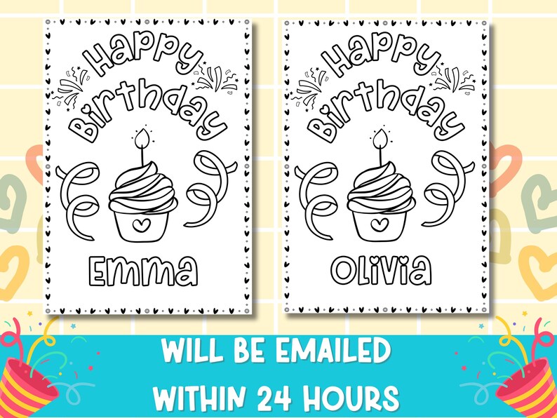 Birthday Coloring Pages With Name & Age – Personalized Printable Party ...