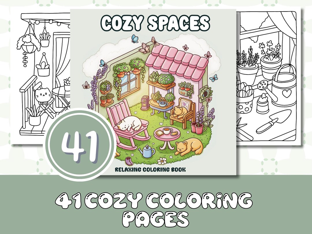 Cozy Spaces Coloring Pages | 41 Relaxing Corners Coloring Book PDF ...
