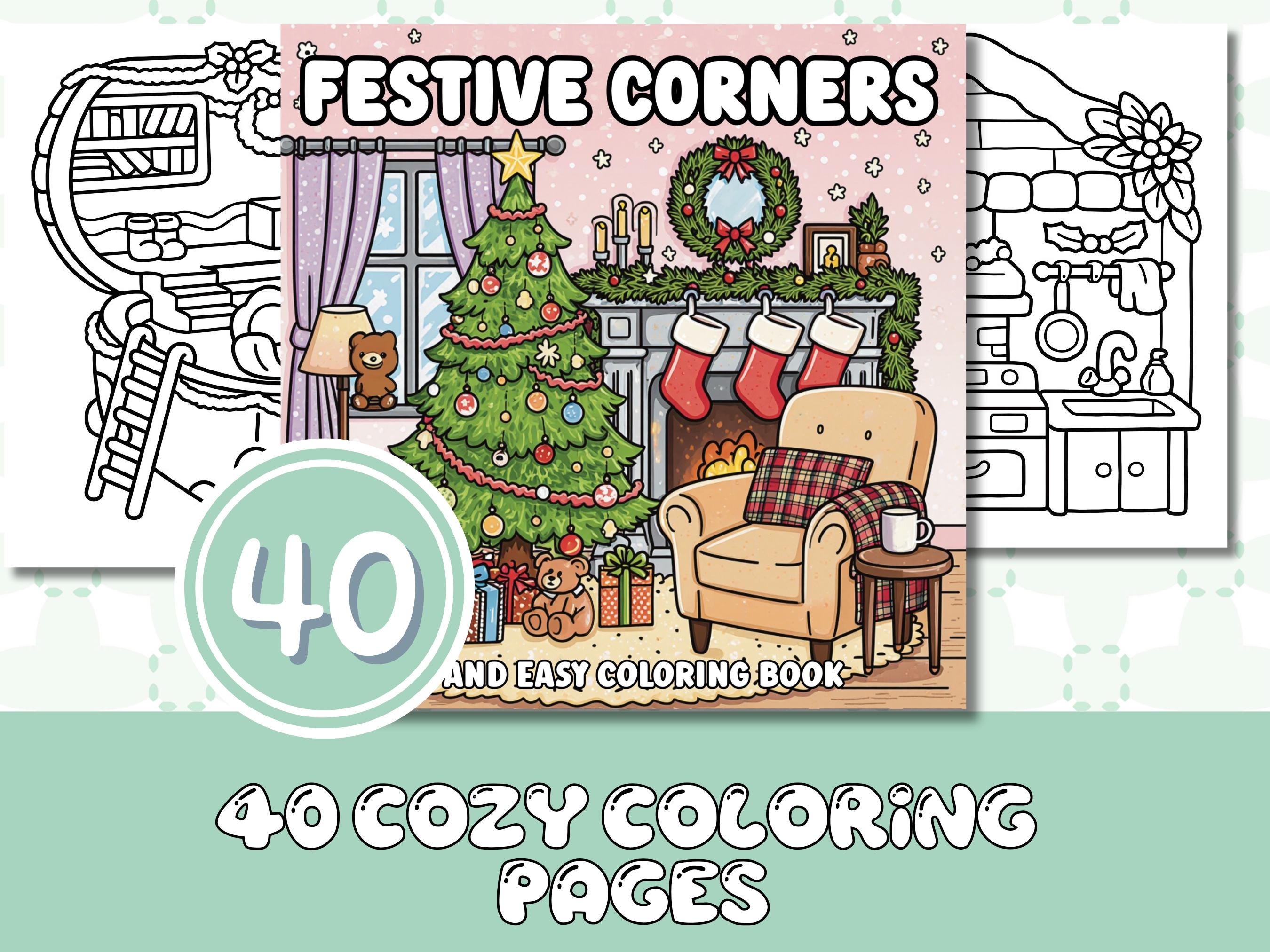 40 Cozy Christmas Scenes Coloring Book PDF + PNG - Etsy