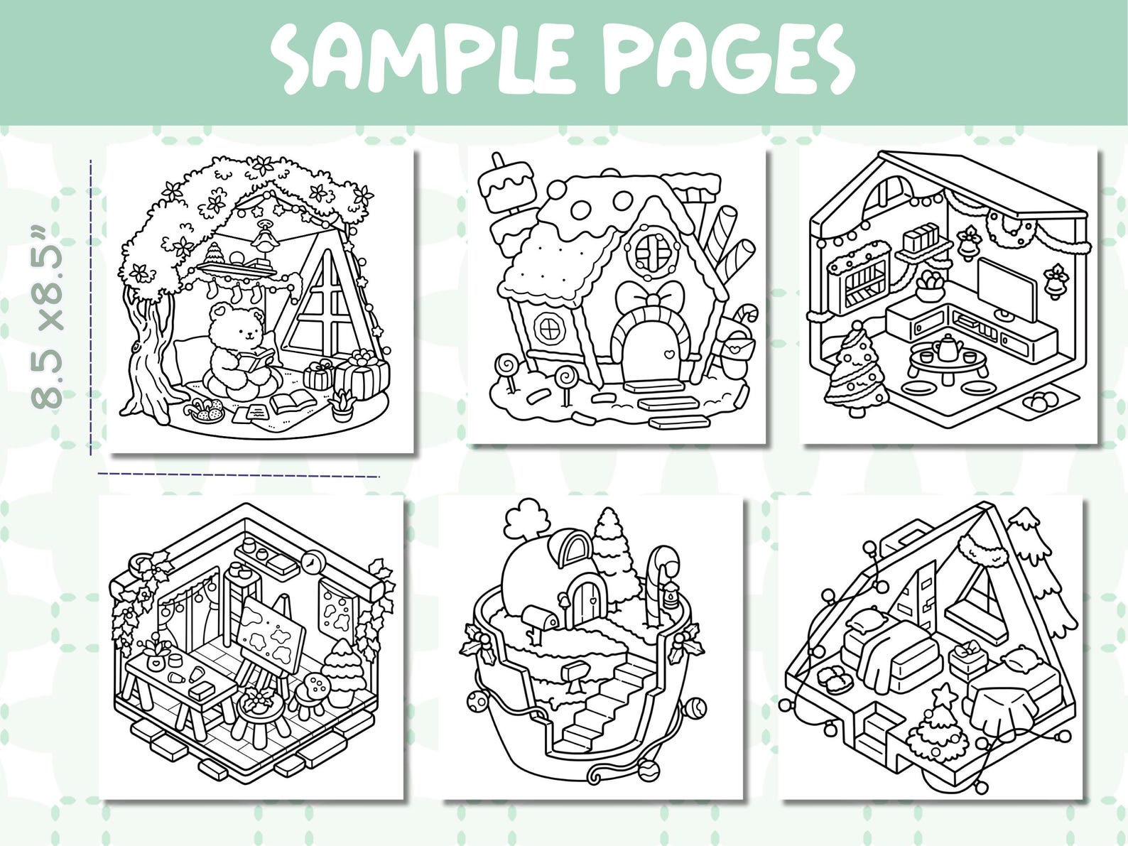 40 Cozy Christmas Scenes Coloring Book PDF + PNG - Etsy