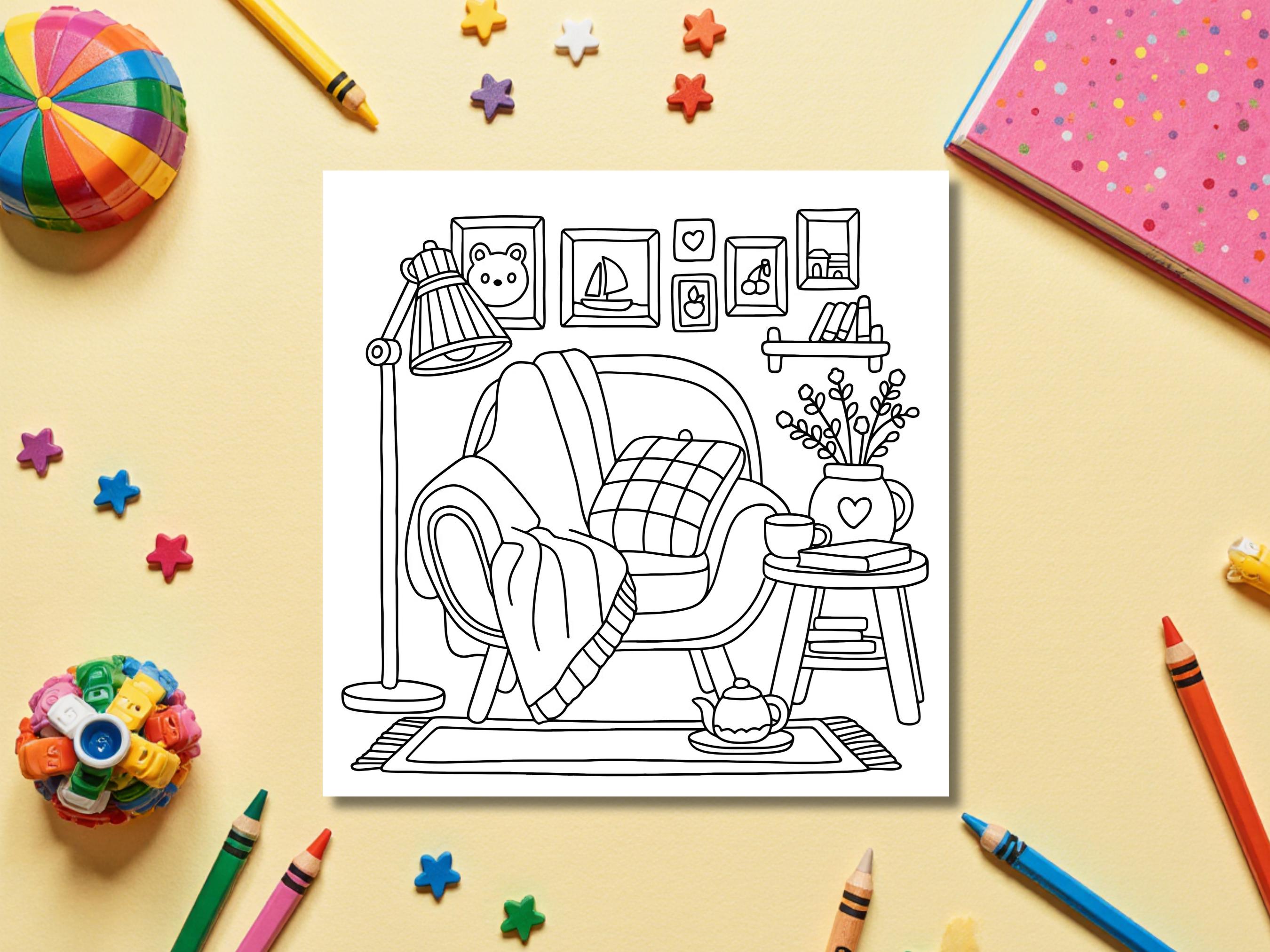 Cozy Spaces Coloring Pages | 41 Relaxing Corners Coloring Book PDF ...