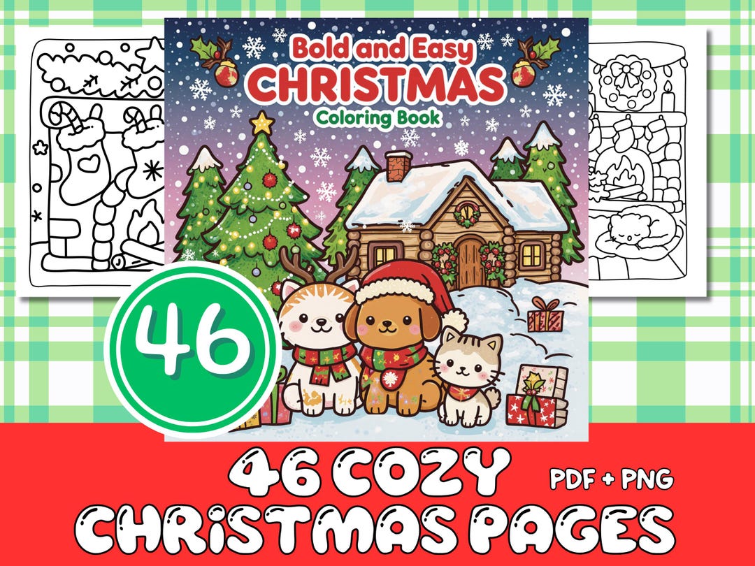 Bold and Easy Christmas Coloring Book | 46 Printable Holiday Pages (PDF ...
