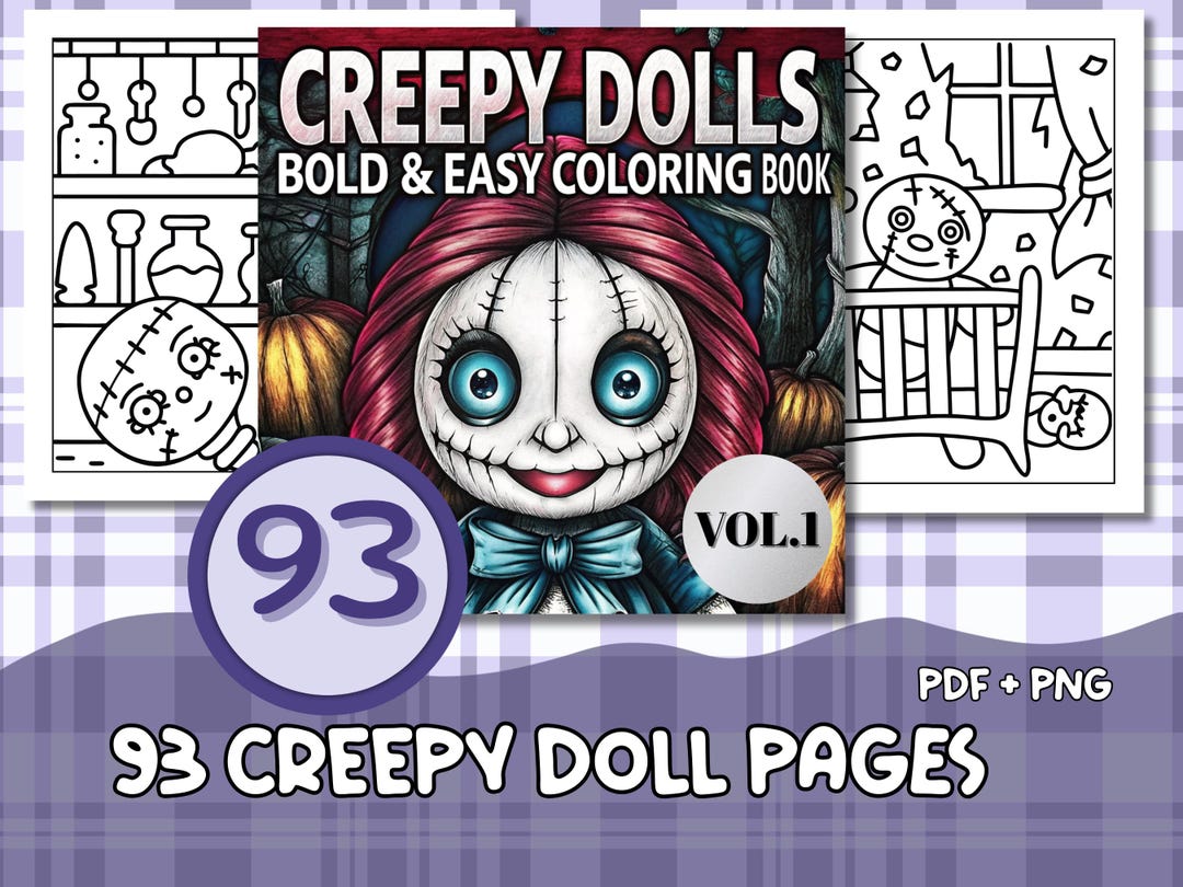 93 Creepy Doll Coloring Pages – Bold and Easy Halloween Fun PDF + PNG ...