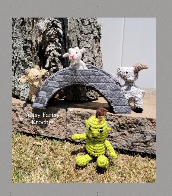 Three 3 Billy Goats Gruff Fairy Tail Play Set With Troll | Etsy