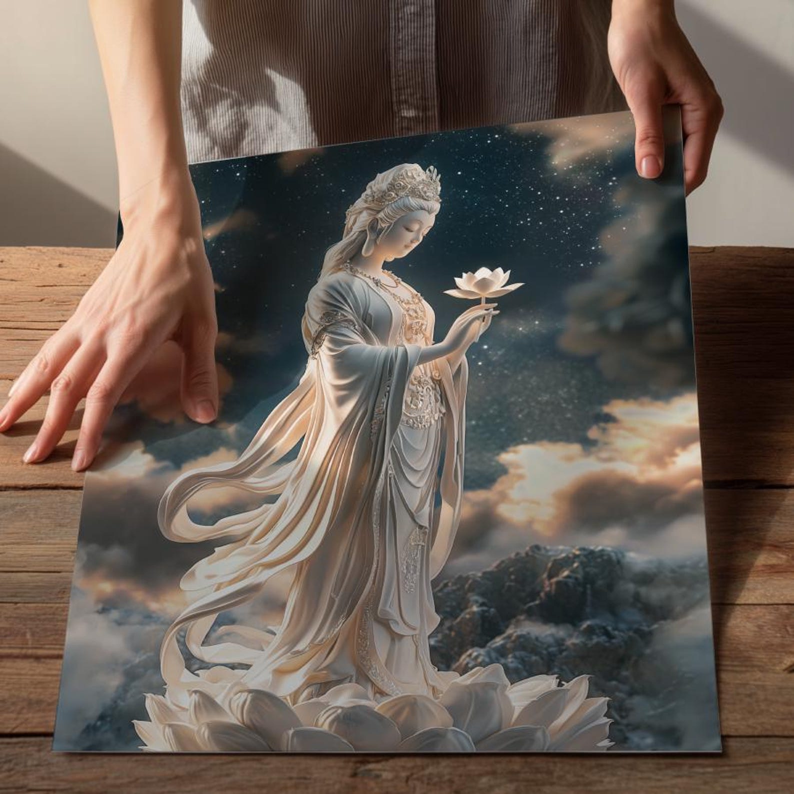 408 Kannon Bodhisattva — Compassion and Healing Lotus Under the Starry ...