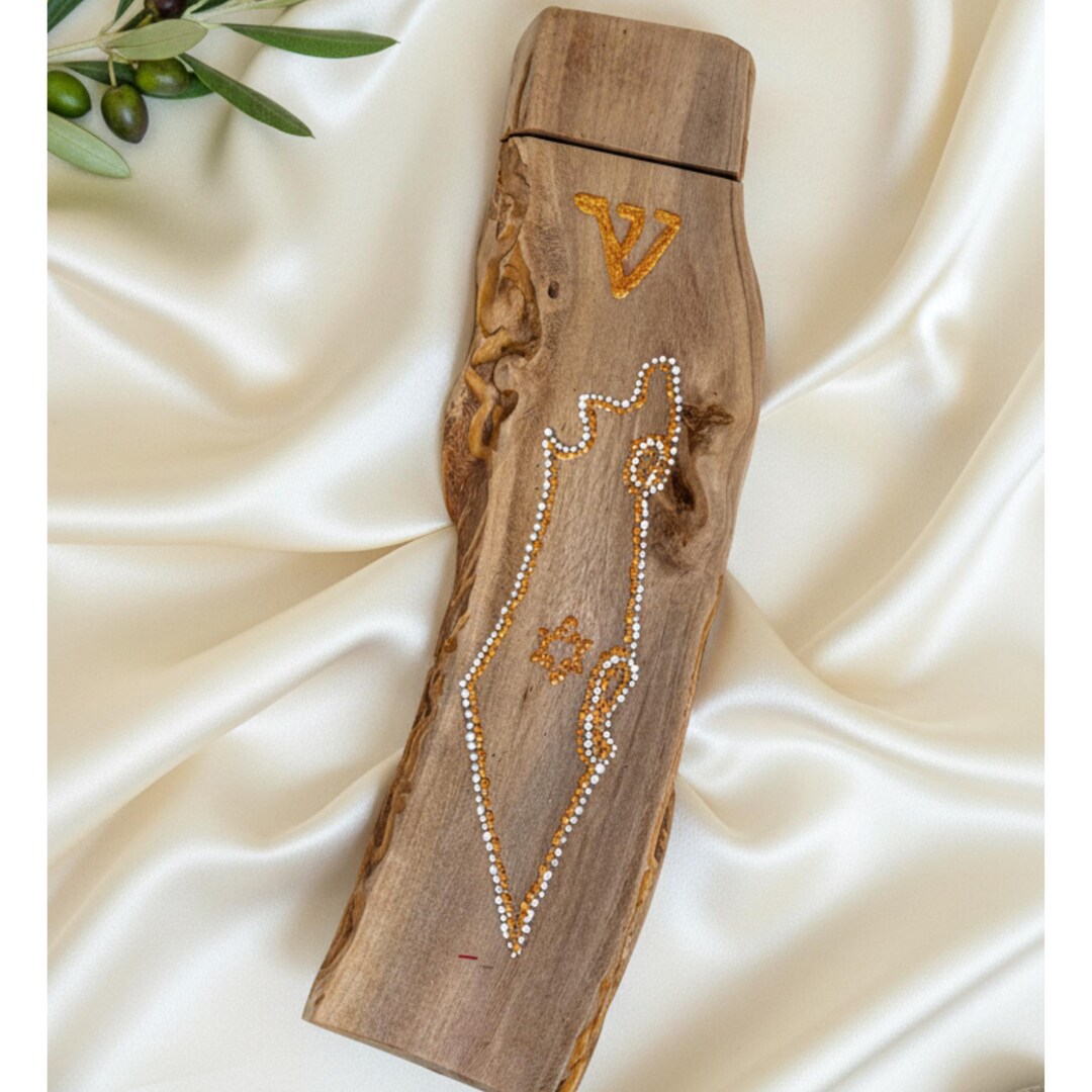 Handmade Olive Wood Mezuzah, Israel Map, Jewish Home Blessing - Etsy ...