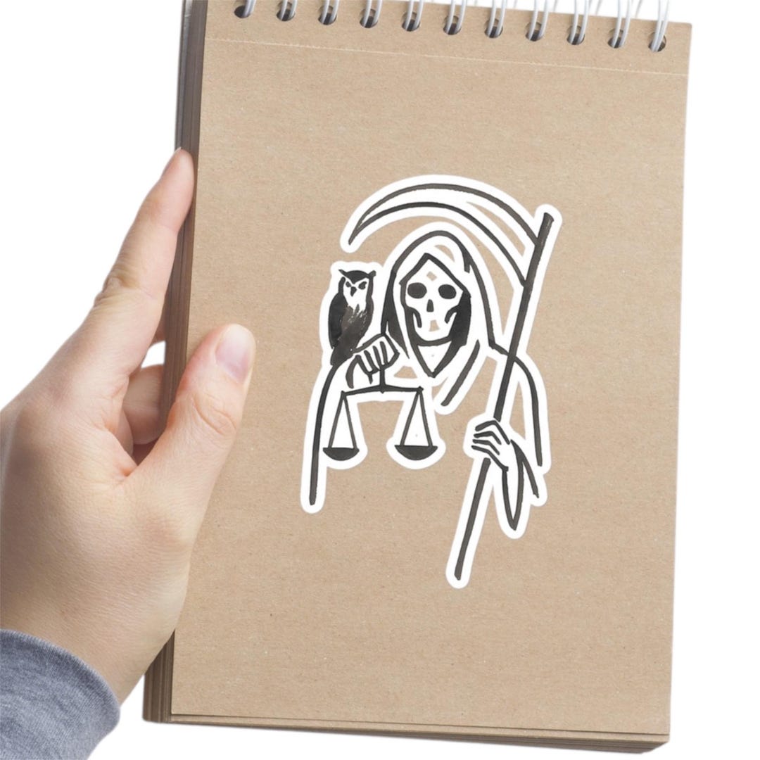 Santa Muerte Line Art Sticker | Black & White Folk Saint Decal | Gothic ...