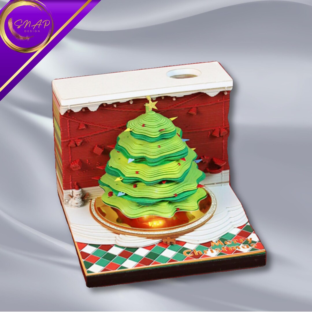 3D Christmas Tree Pop-up Memo Pad | Festive Paper Sculpture Note Block ...