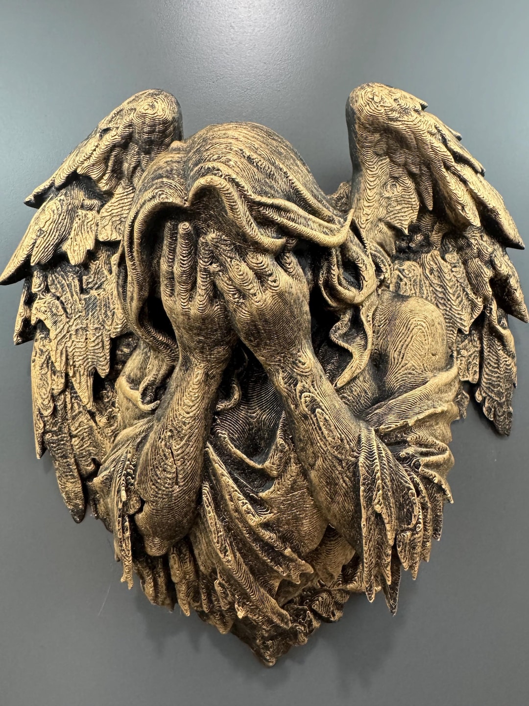 Hand Painted Gothic Weeping Angel Wall Decor Dark Fantasy Angel Wings ...