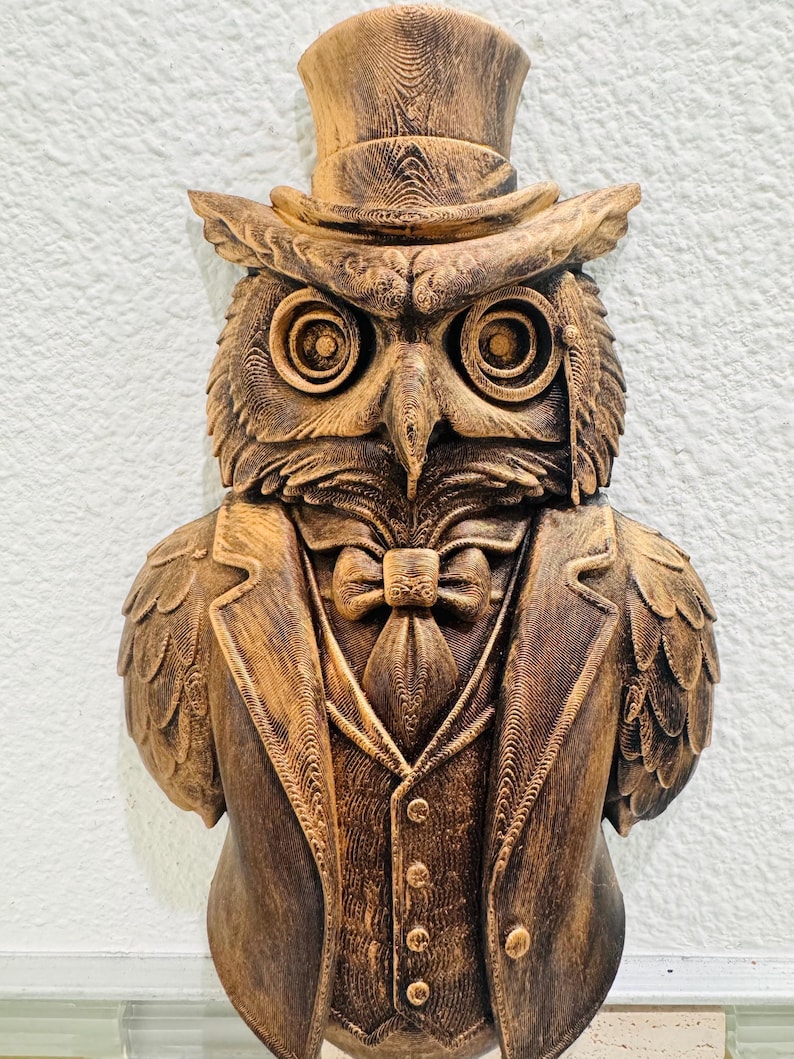 Hand Painted Victorian Owl Wall Sculpture | Steampunk Gentleman Bird ...