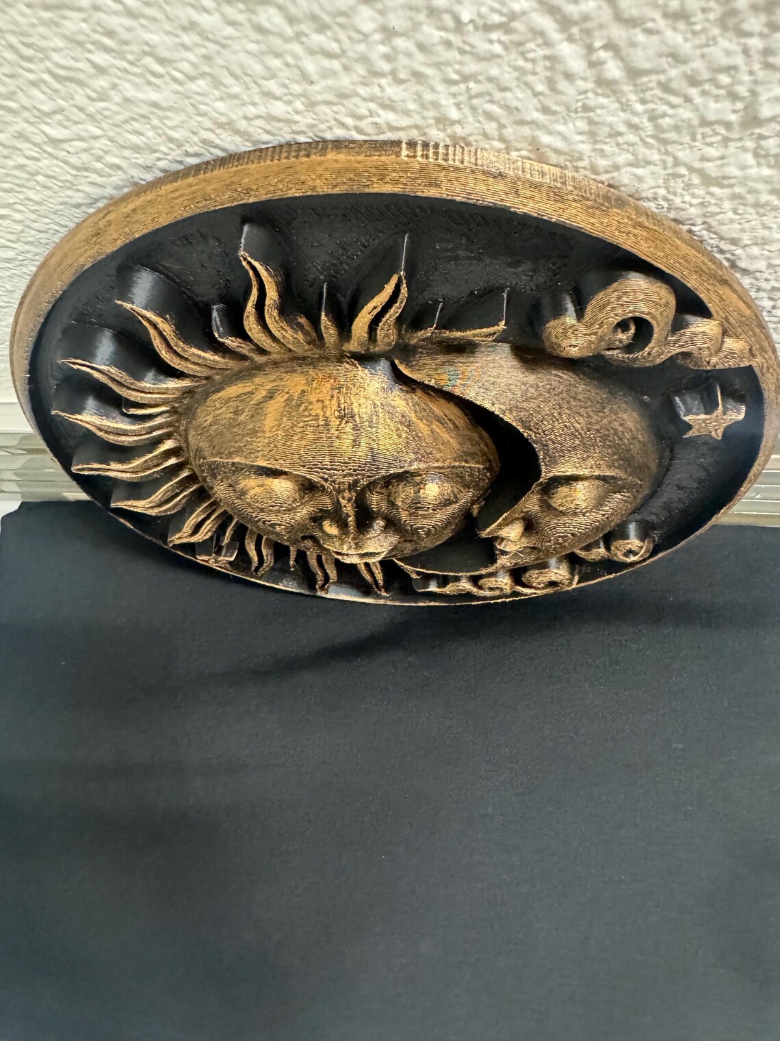 Sun and Moon Wall Art | 3D Relief Sculpture | Celestial Decor | 8” Gold ...