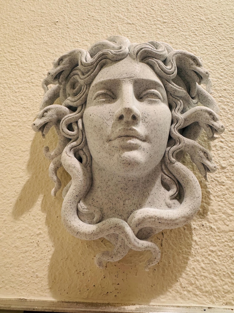 Medusa Wall Sculpture | Greek Goddess Stone Face Decor | Mythology Wall ...