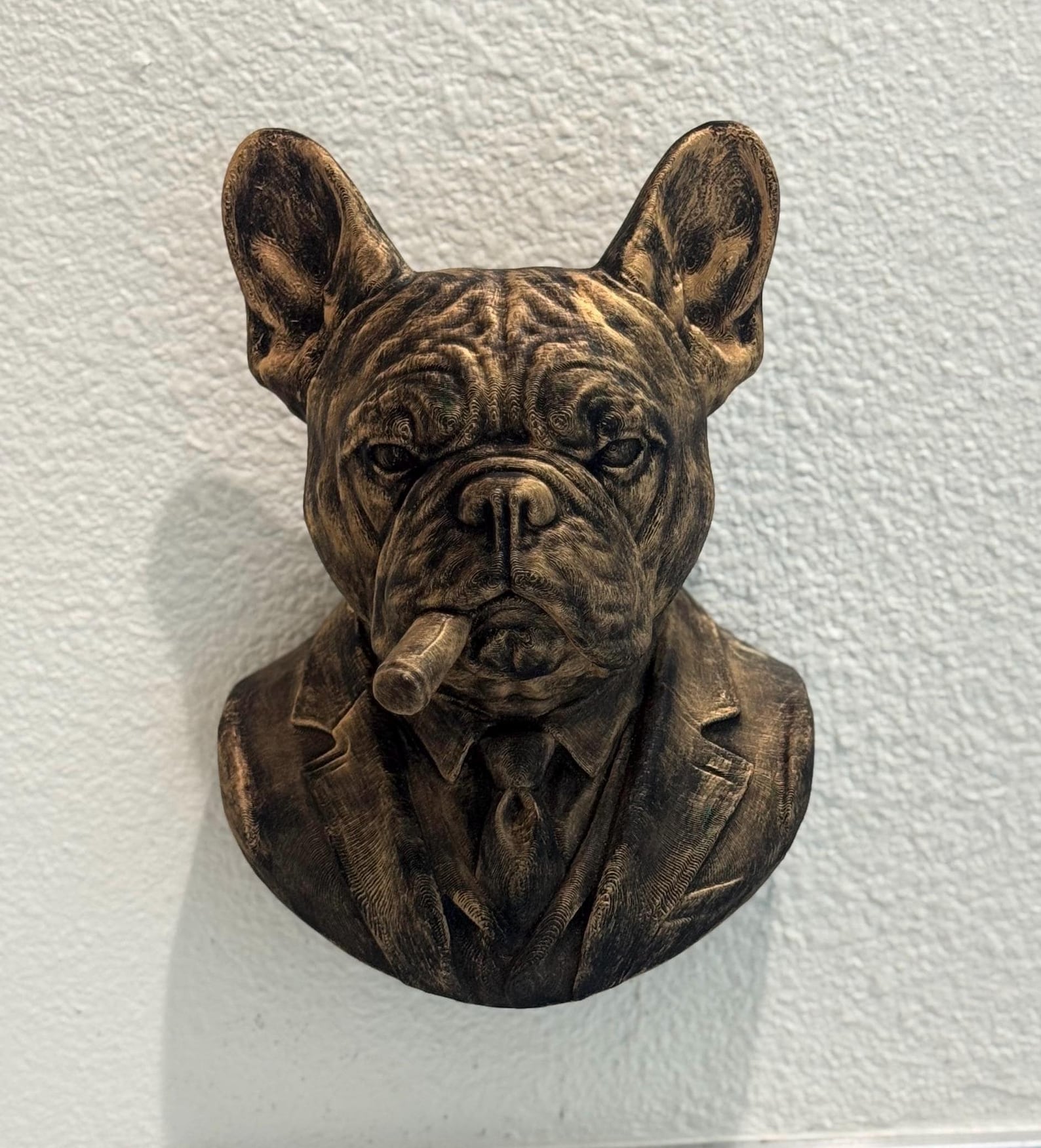 French Bulldog Gentleman Wall Sculpture | Dog in Suit With Cigar ...