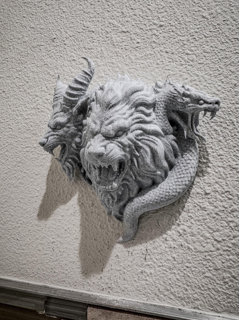 Chimera Wall Sculpture - Stone Finish Mythical Beast Decor- Gothic ...