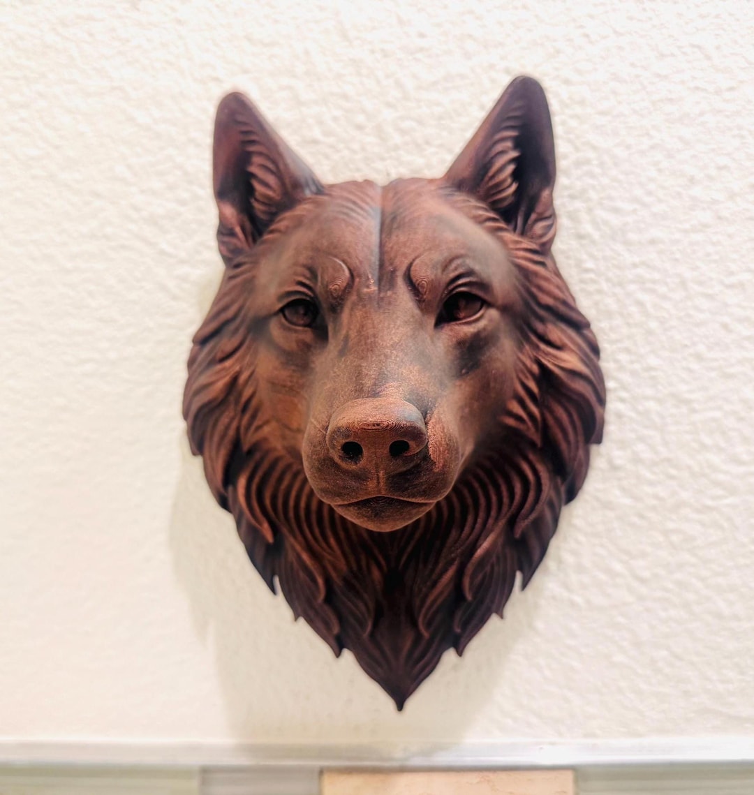 Wolf Head Wall Sculpture | Rustic Woodland Animal Decor | Handmade Wolf ...