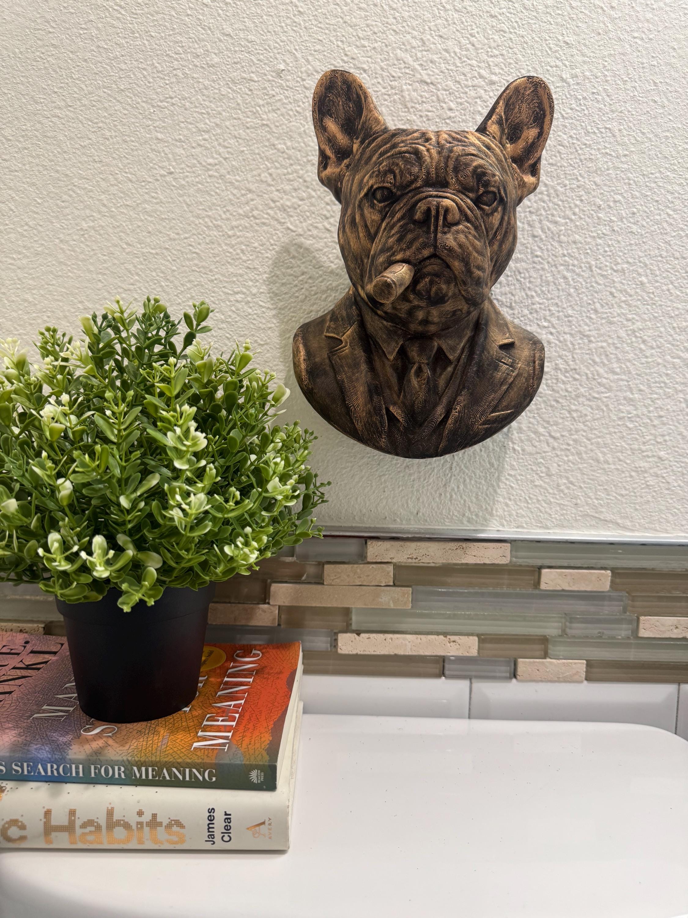 French Bulldog Gentleman Wall Sculpture | Dog in Suit With Cigar ...
