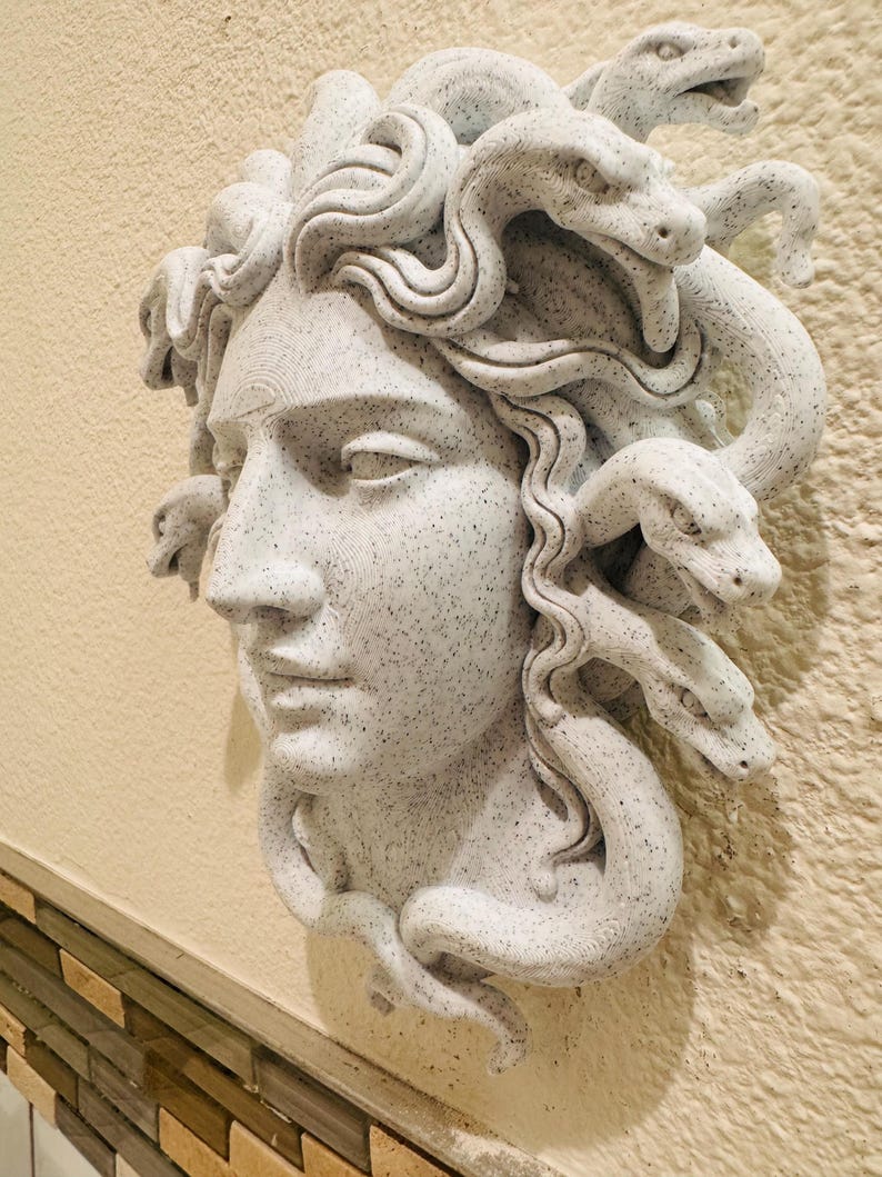 Medusa Wall Sculpture | Greek Goddess Stone Face Decor | Mythology Wall ...
