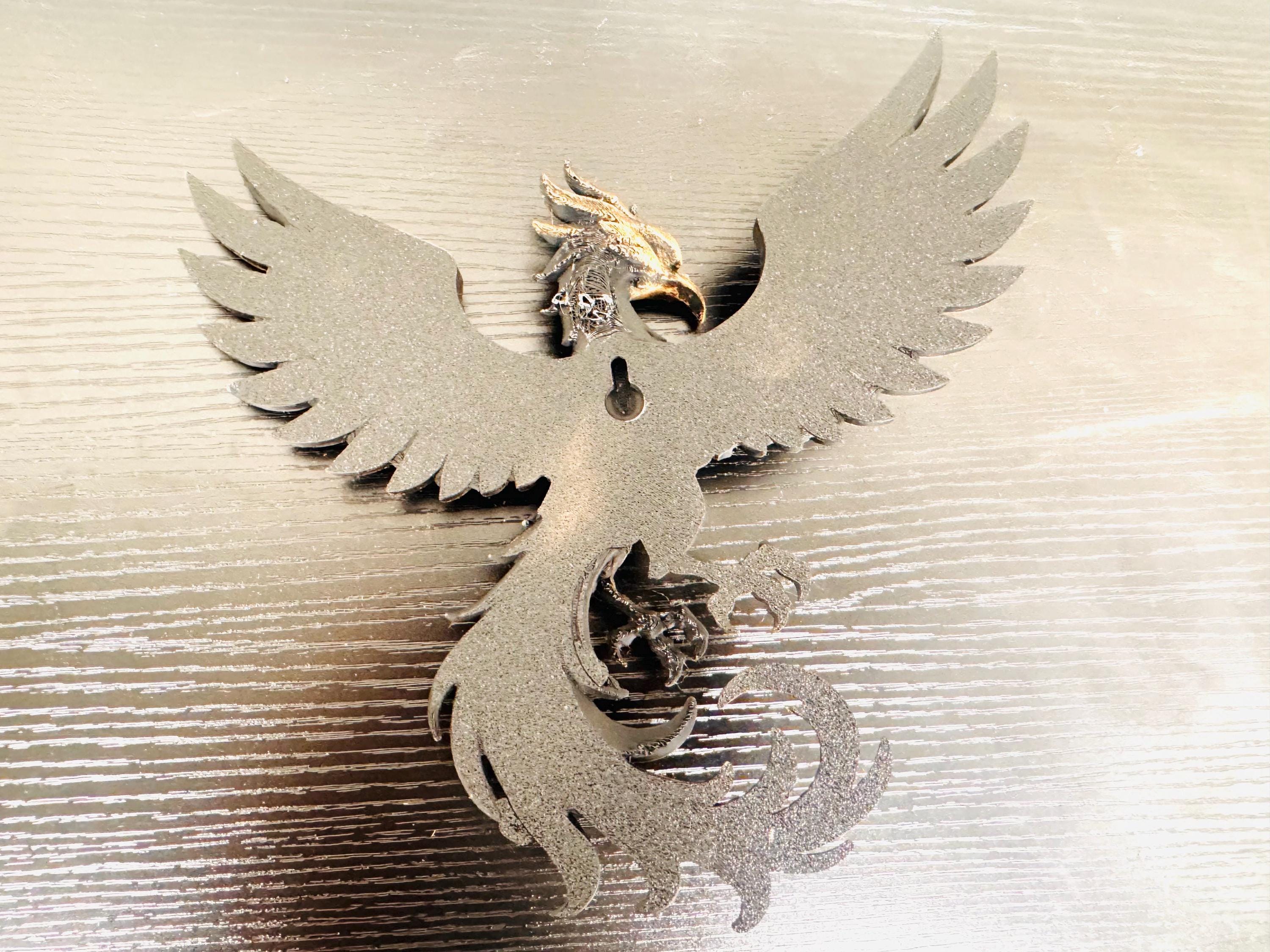Hand Painted Phoenix Wall Art | Mythical Bird Sculpture | Rising ...