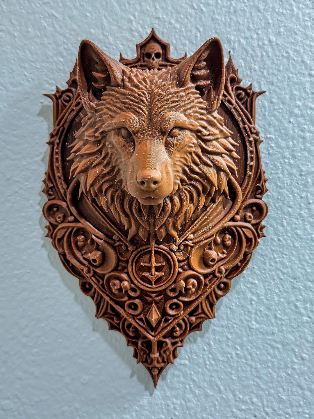 Gothic Wolf Wall Decor, Ornate Wolf Head Wall Plaque, Fantasy Wolf Home ...