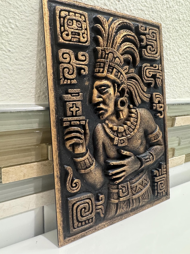 Aztec Warrior Wall Art | Gold and Black Relief Sculpture | Ancient ...