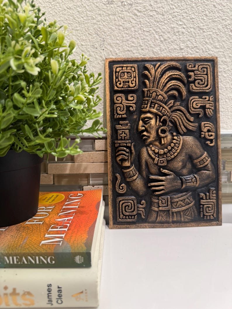 Aztec Warrior Wall Art | Gold and Black Relief Sculpture | Ancient ...