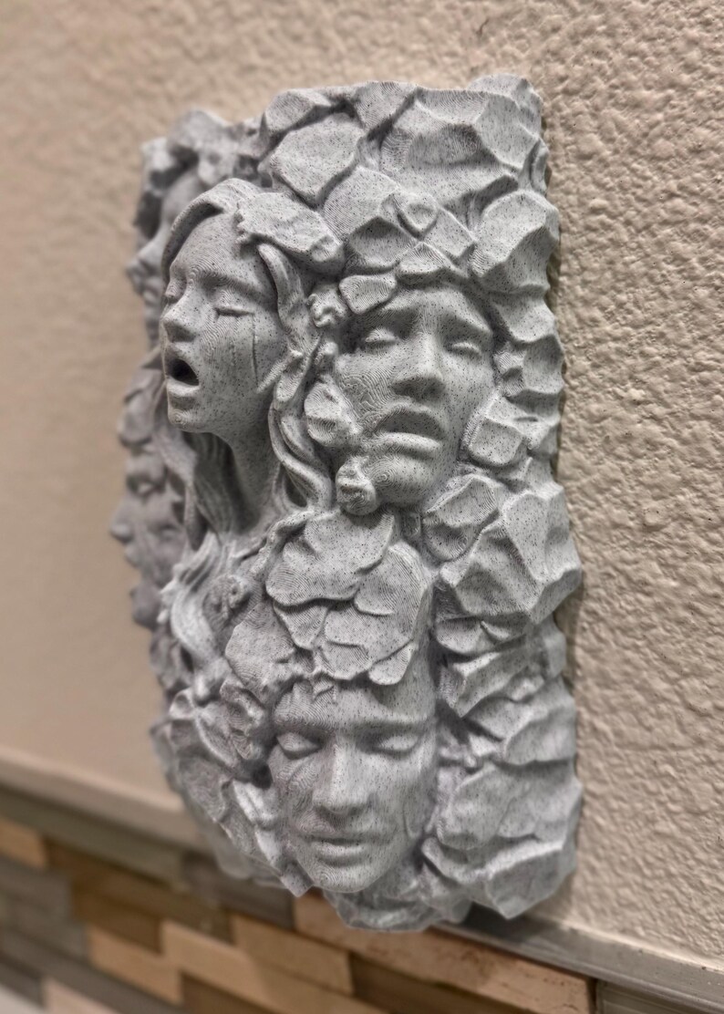 Gothic Stone Face Wall Art, Dark Fantasy Wall Sculpture, Gothic Home ...