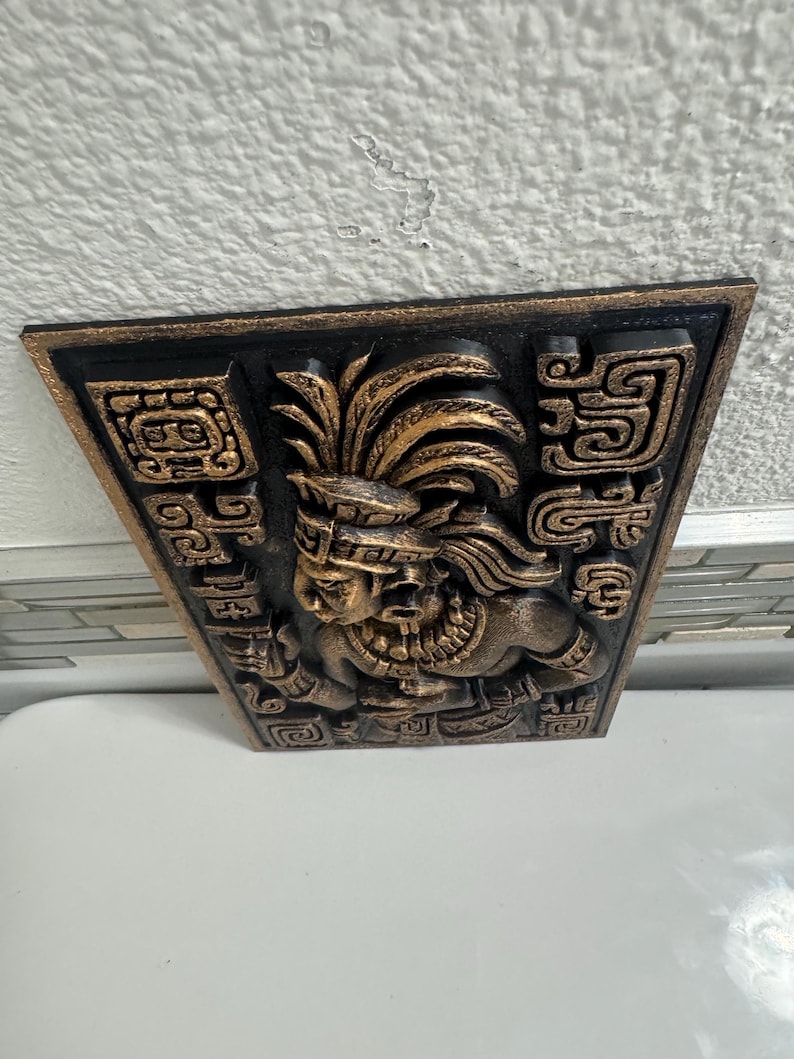 Aztec Warrior Wall Art | Gold and Black Relief Sculpture | Ancient ...