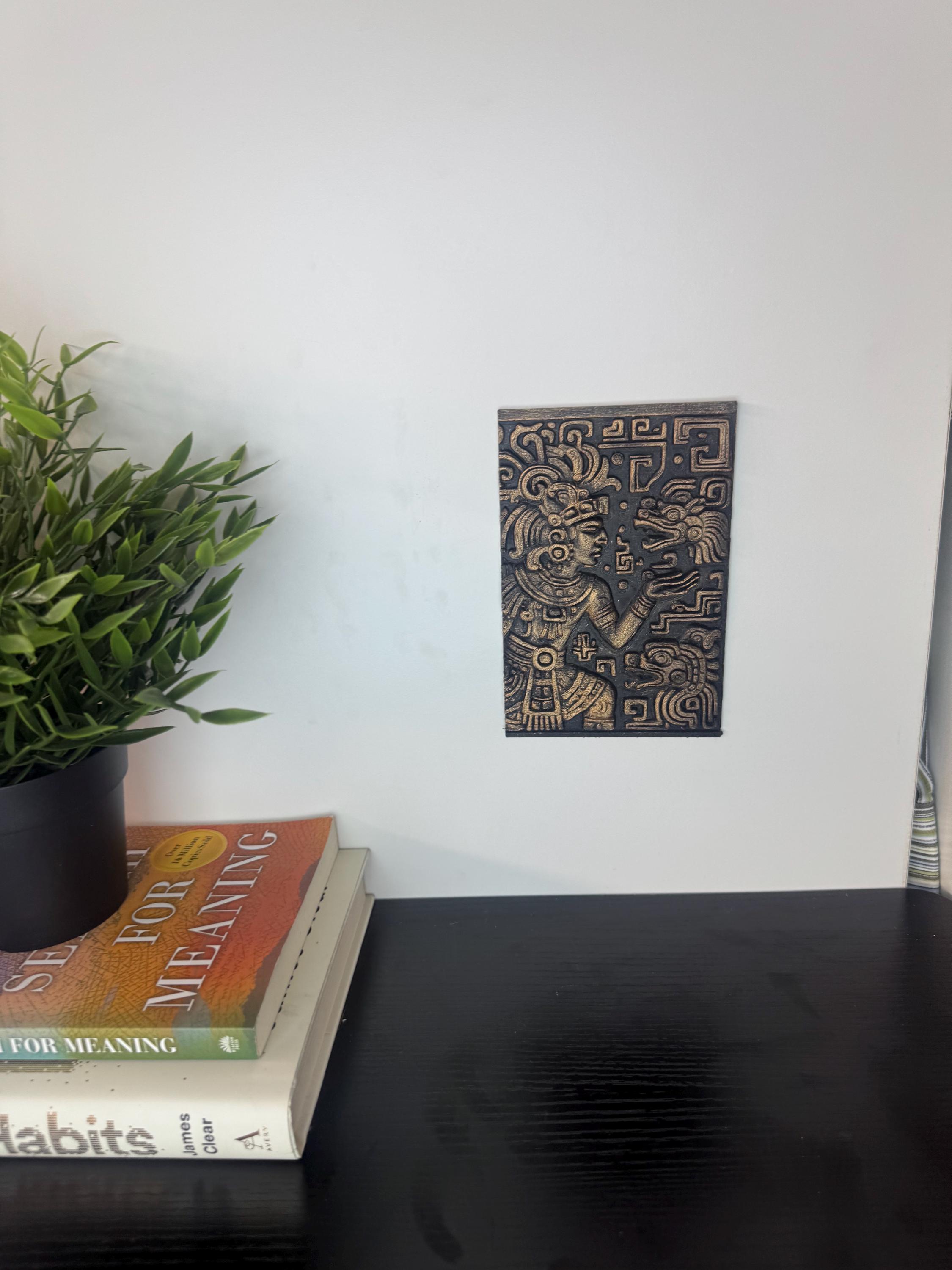 Aztec Mayan Warrior Relief Wall Art Plaque | Gold Black Tribal Home ...