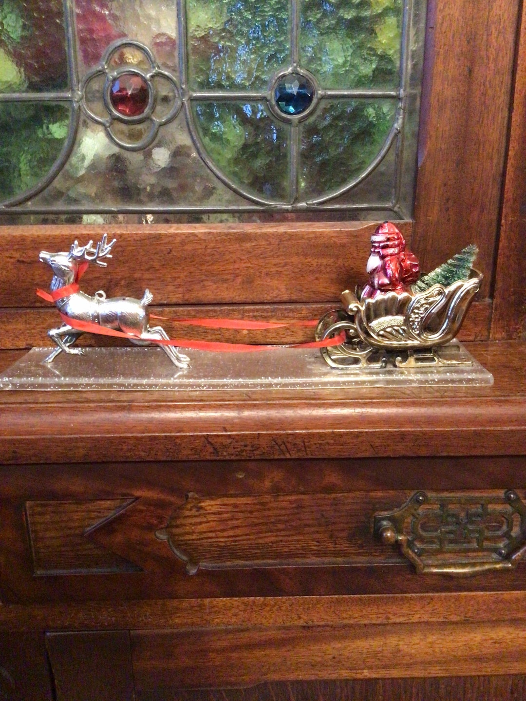 Tabletop Irwin Christmas Santa With Sleigh 12 Inches - Etsy
