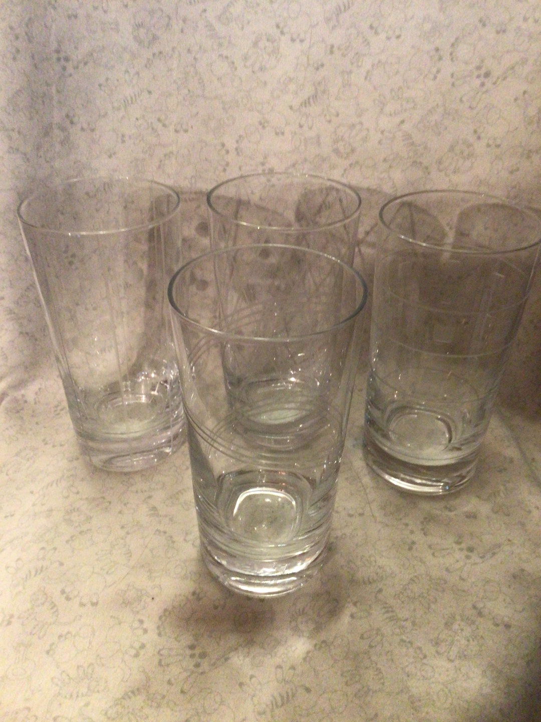 Midcentury Modern Etched Barware Glasses Set of 4 - Etsy