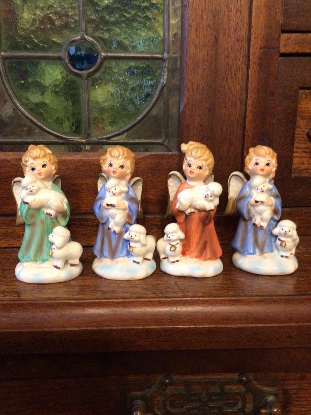 Lefton Japan 4 Angels With Sheep Original Tags - Etsy